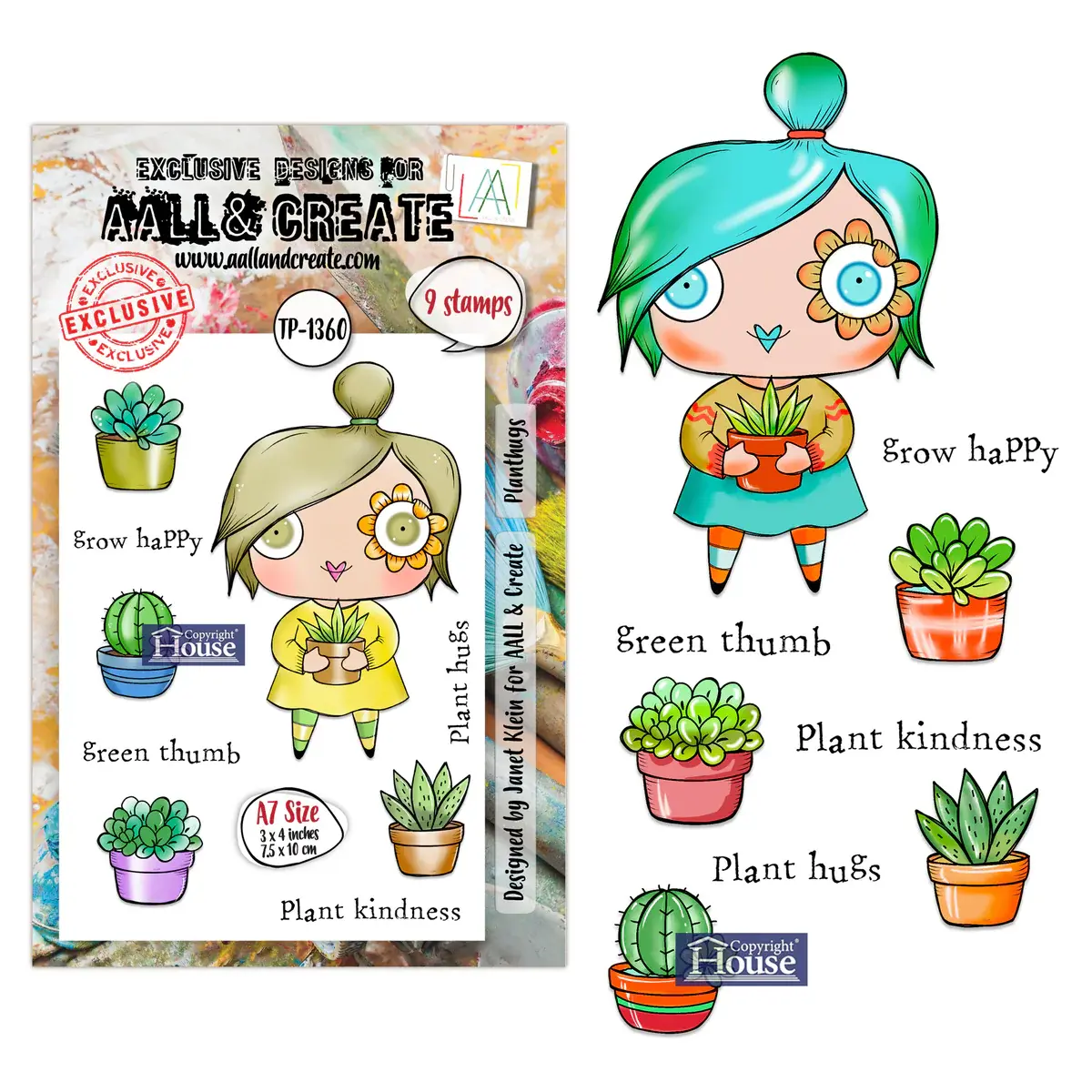 AALL & CREATE JANET KLEIN #1360 PLANT HUGS A7 CLEAR STAMP SET ...