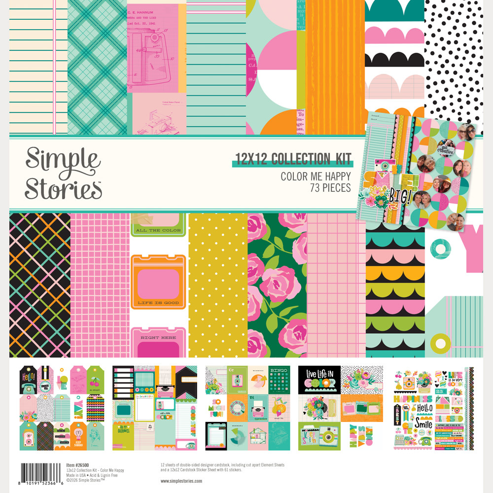 SIMPLE STORIES COLOR ME HAPPY 12x12 COLLECTION KIT - Scrapbook Centrale
