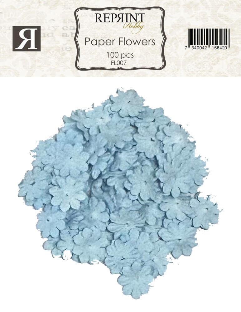 REPRINT LIGHT BLUE PAPER FLOWERS 100/PK - Scrapbook Centrale