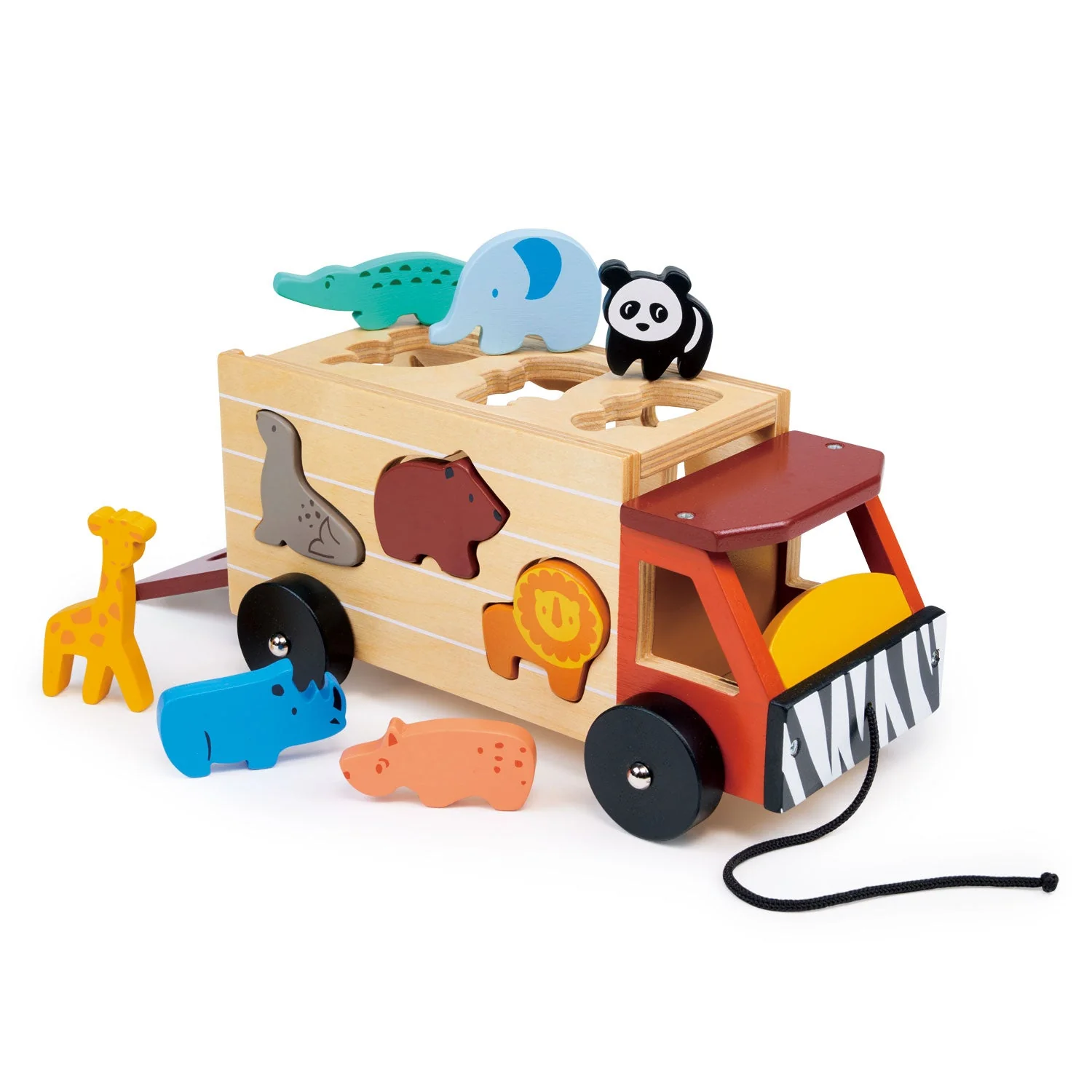 Shape Sorting Safari Truck Wood Toy - Pebble Kids Store