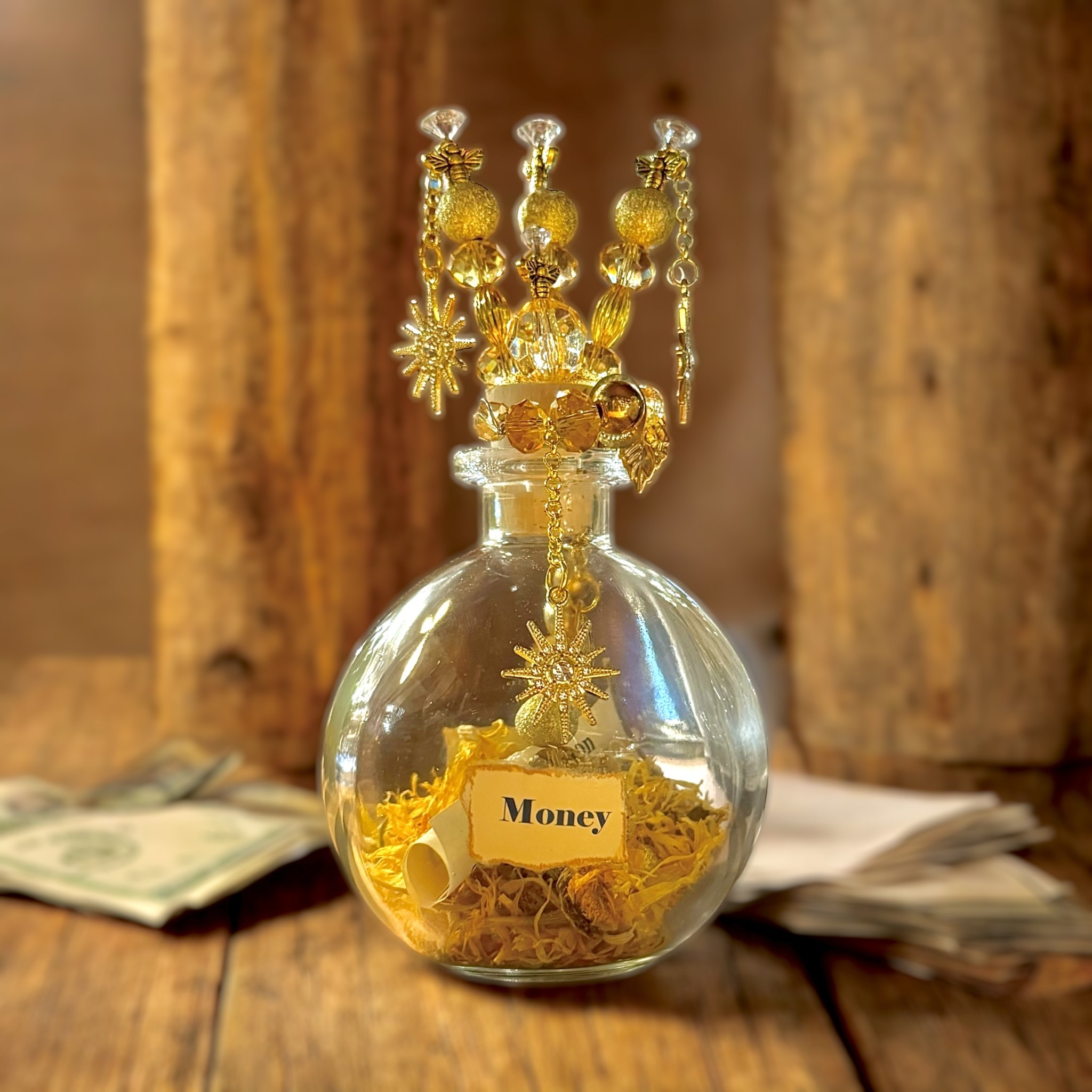 Money Spell Bottle by Penny Cabot - Enchanted Shop Salem