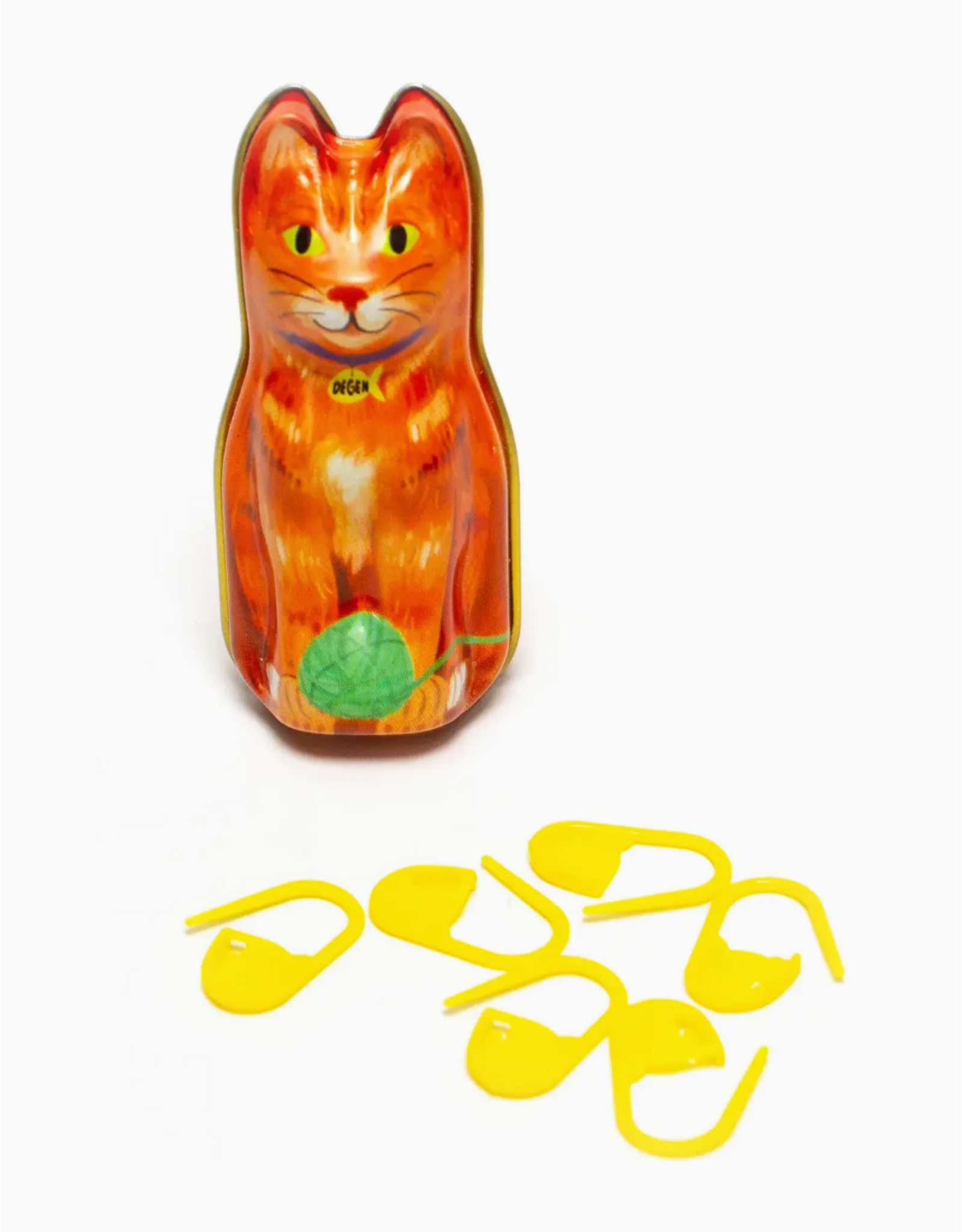 Degen Orange Cat Tin - Degen - Argyle Yarn Shop