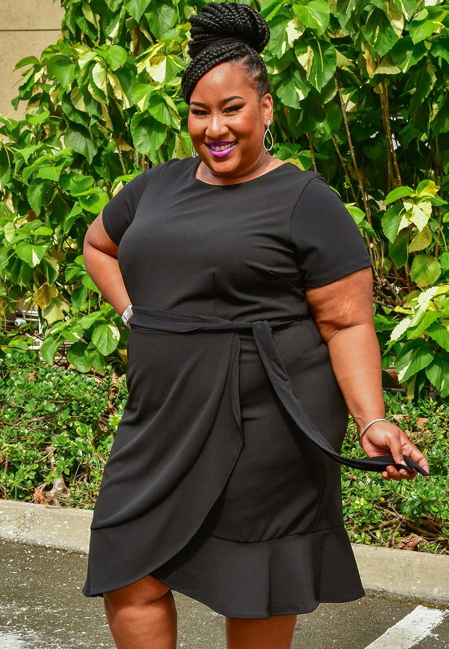 RESHADI Plus Size Short Sleeve Wrap Ruffle Hem Dress Harmonygirl reshadi-plus-size-short-sleeve-wrap-ruffle-hem-dress-harmonygirl