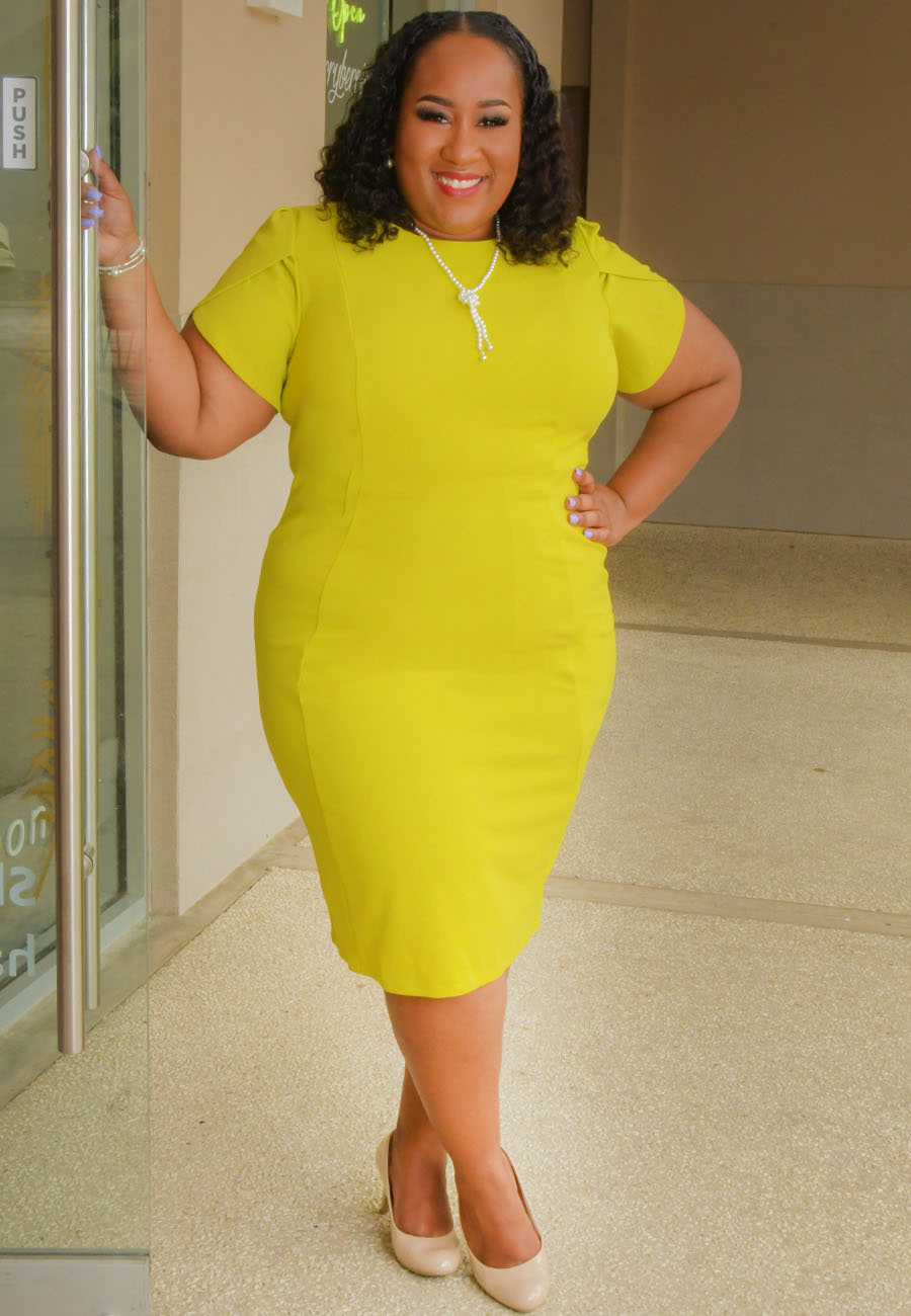 ROKO- Plus Size Solid Round Neck Dress - Harmonygirl.com