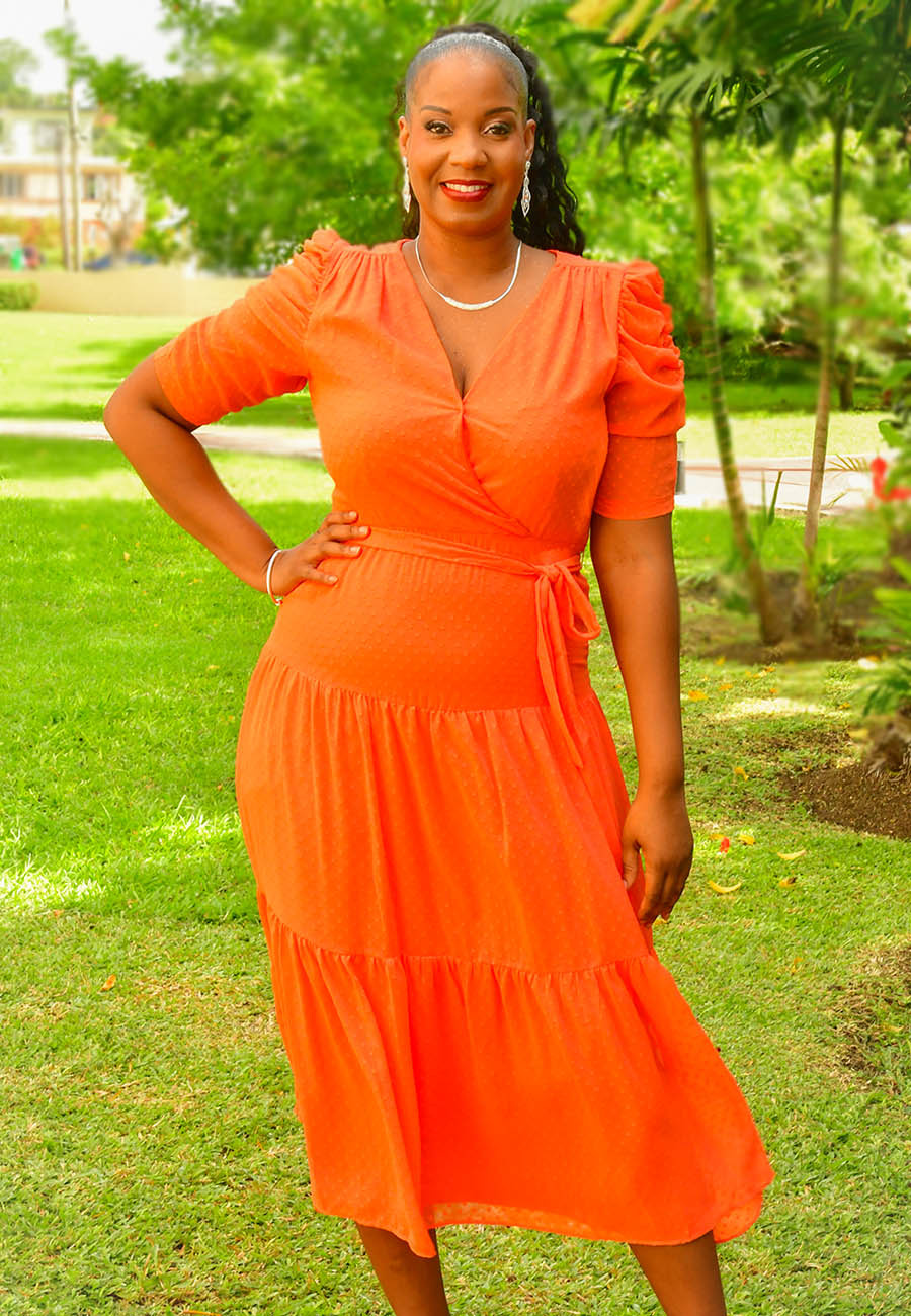 FIGIN- Solid Long Dress with Lap at Top - Harmonygirl.com