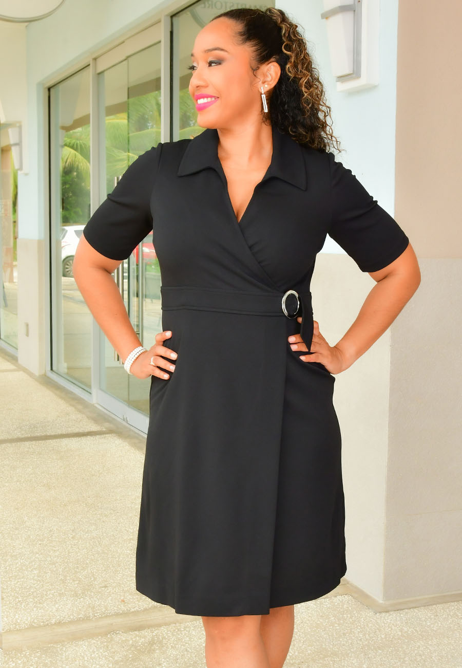 REEDA- Solid Dress with Collar - Harmonygirl.com