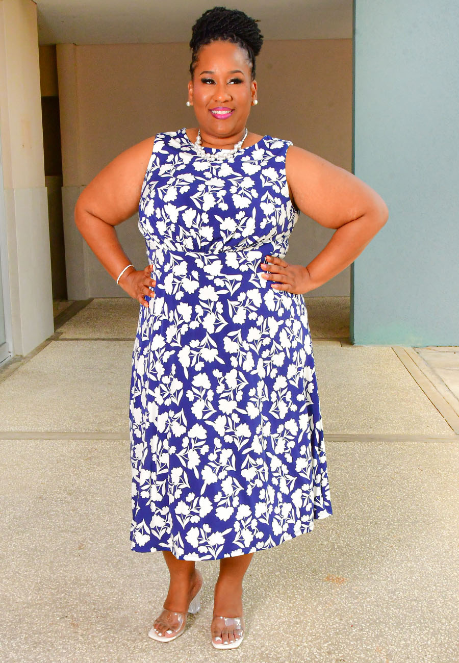 YOELI- Plus Size Floral Print Armhole Dress - Harmonygirl.com