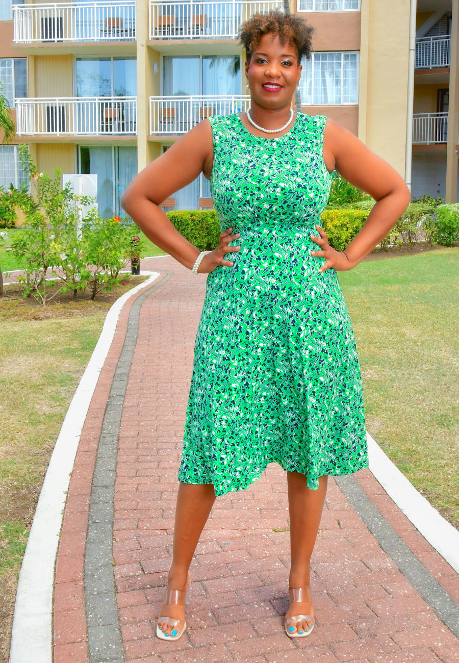 YOELI- Armhole Printed Dress with Flare - Harmonygirl.com