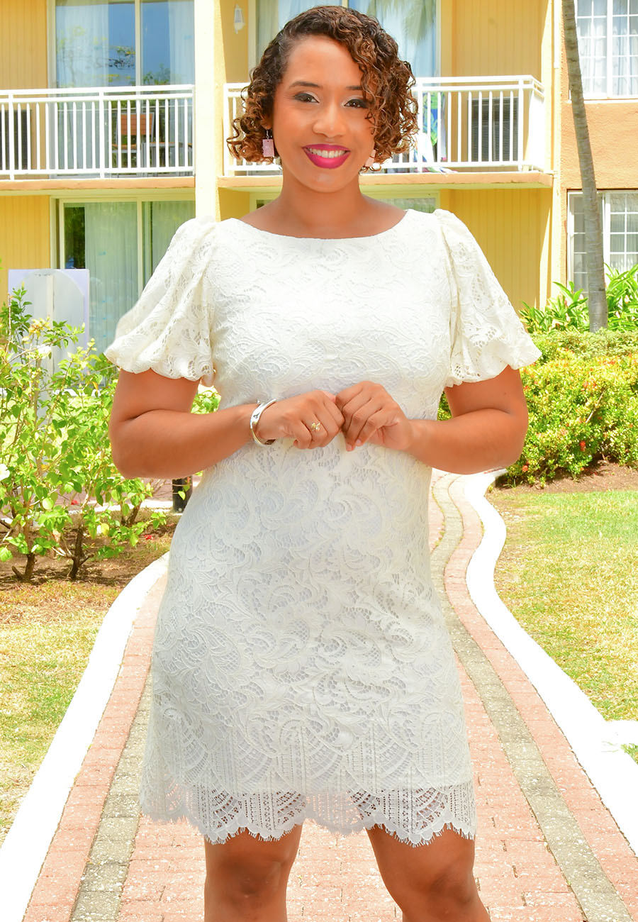 LINX- Lace Design Dress with Round Neck - Harmonygirl.com