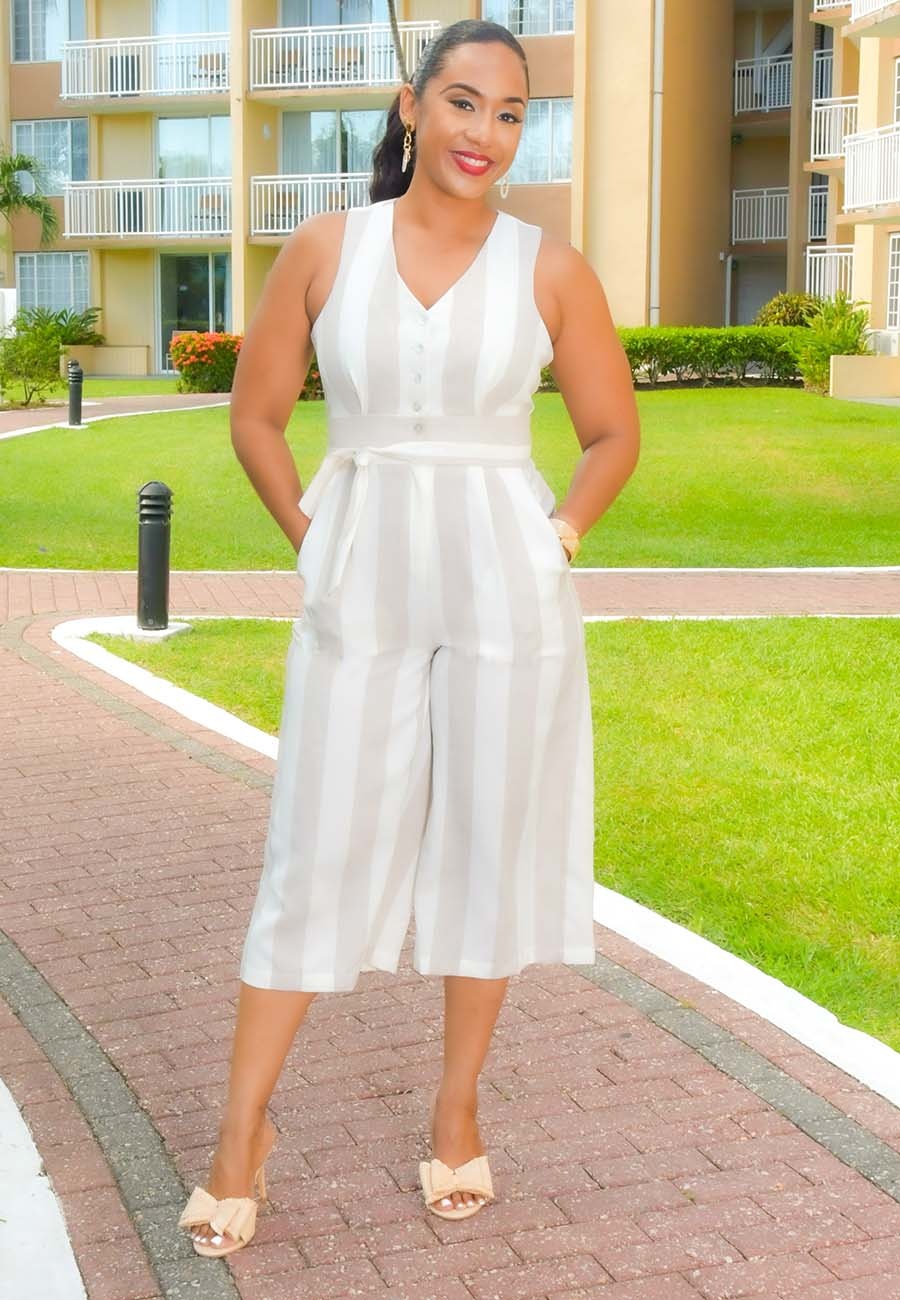 NARAY- Stripe 3/4 Jumper with Pockets - Harmonygirl.com