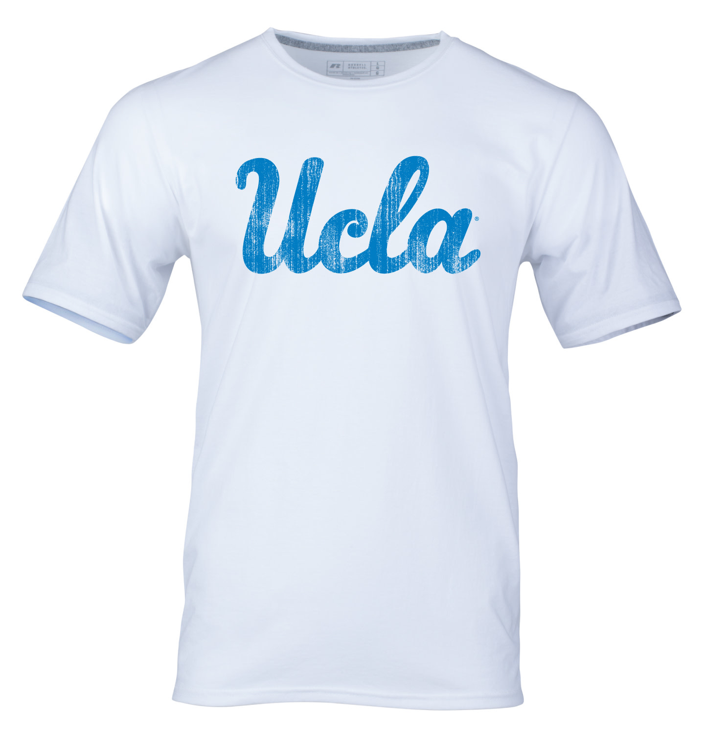 UCLA Vintage Script Blue Essential White Tee - Campus Store