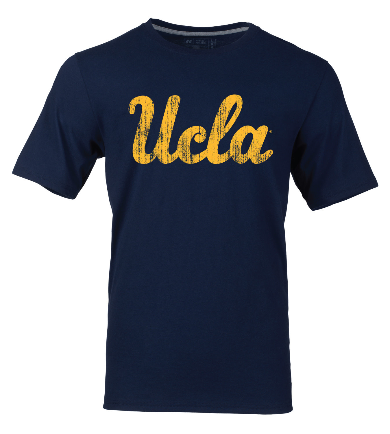 UCLA Vintage Script Gold Essential Navy Tee - Campus Store