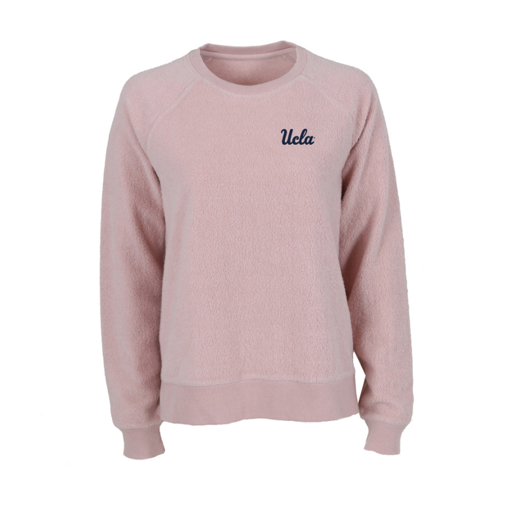 Ucla Script Embroidery Ladies Fleece Out Crew Blush - Campus Store