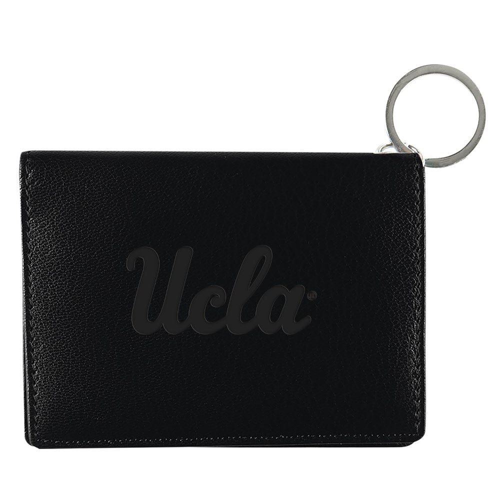 UCLA script Leather ID Holder Black - Campus Store