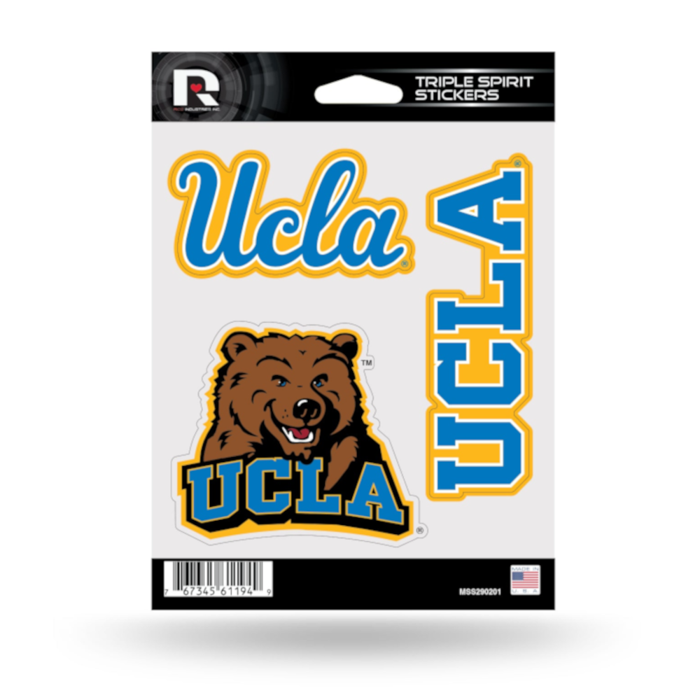 UCLA Block Script Joe Bear Triple Spirit Stickers - Campus Store