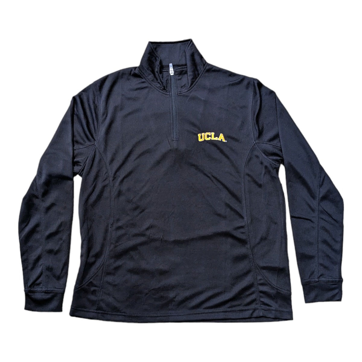 UCLA Block Mesh 1/4 Zip Tech Pullover Black - Campus Store
