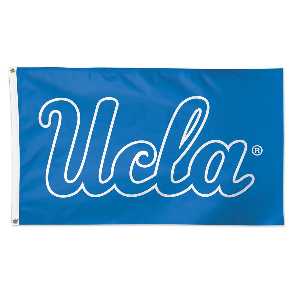 UCLA Script White out-line Deluxe Flag 3'X5' Blue - Campus Store