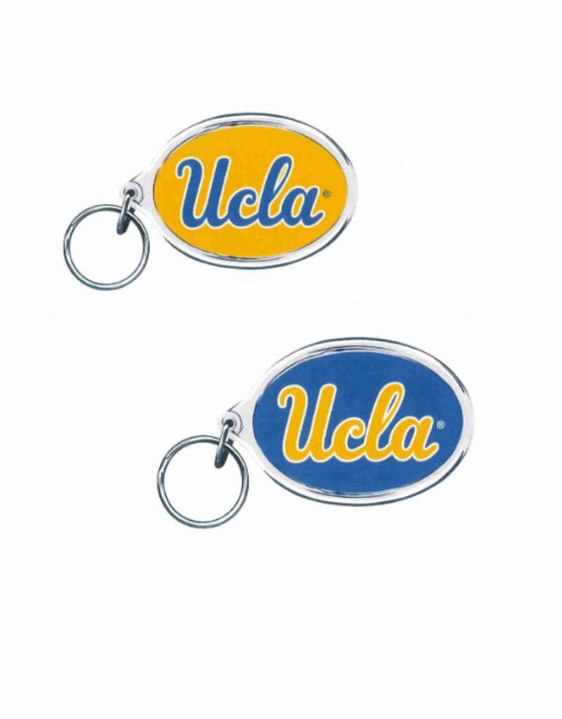 Acrylic Keyring Ovel UCLA Script Blue & Yellow - Campus Store