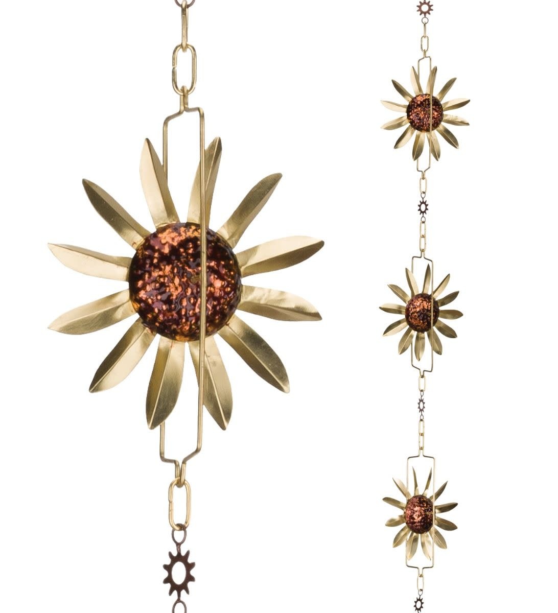 Rain Chain - Sunflower - Wagon Wheel