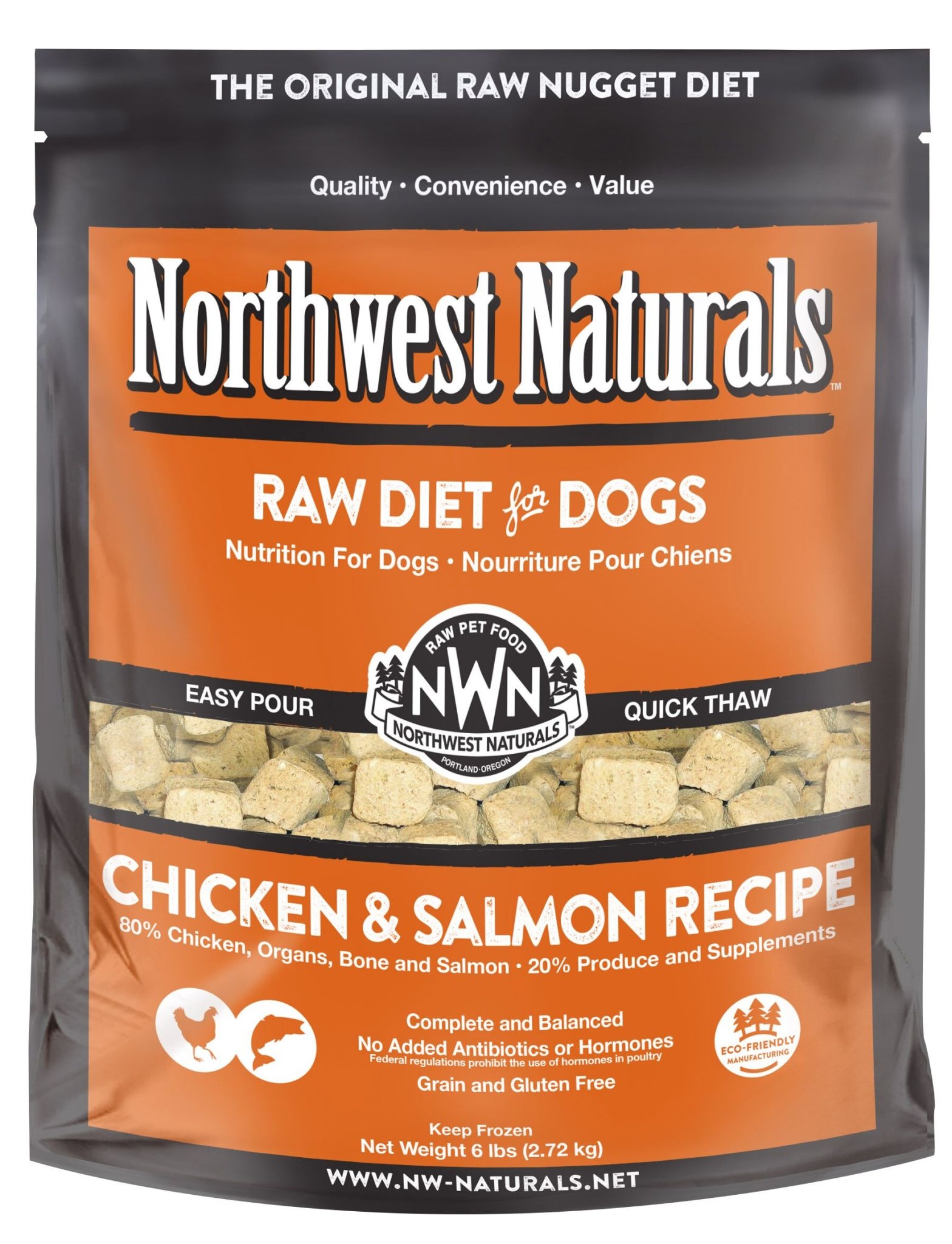 NWN Frozen Raw Nuggets Chicken Salmon Dog 6# - St Petersbark, LLC