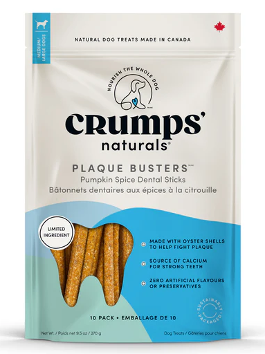 CRUMPS Plaque Busters Pumpkin Spice Dog Treat 7in 30pk - St Petersbark
