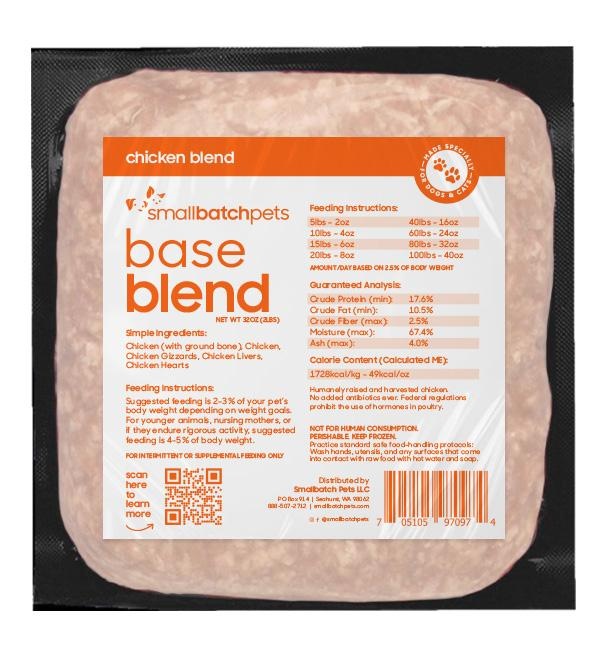SMALL BATCH Frozen Chicken Blend 2# - St Petersbark, LLC