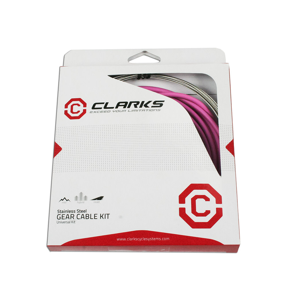 Clarks Cable Kit Gear F&R Uni Stainless Pink - The Bike Place