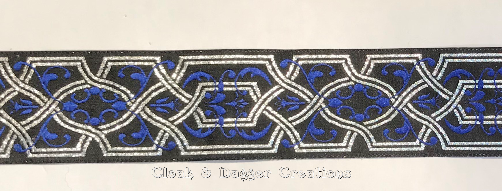Trellis, Silver w/Blue Flourish, Wide - Cloak & Dagger Creations