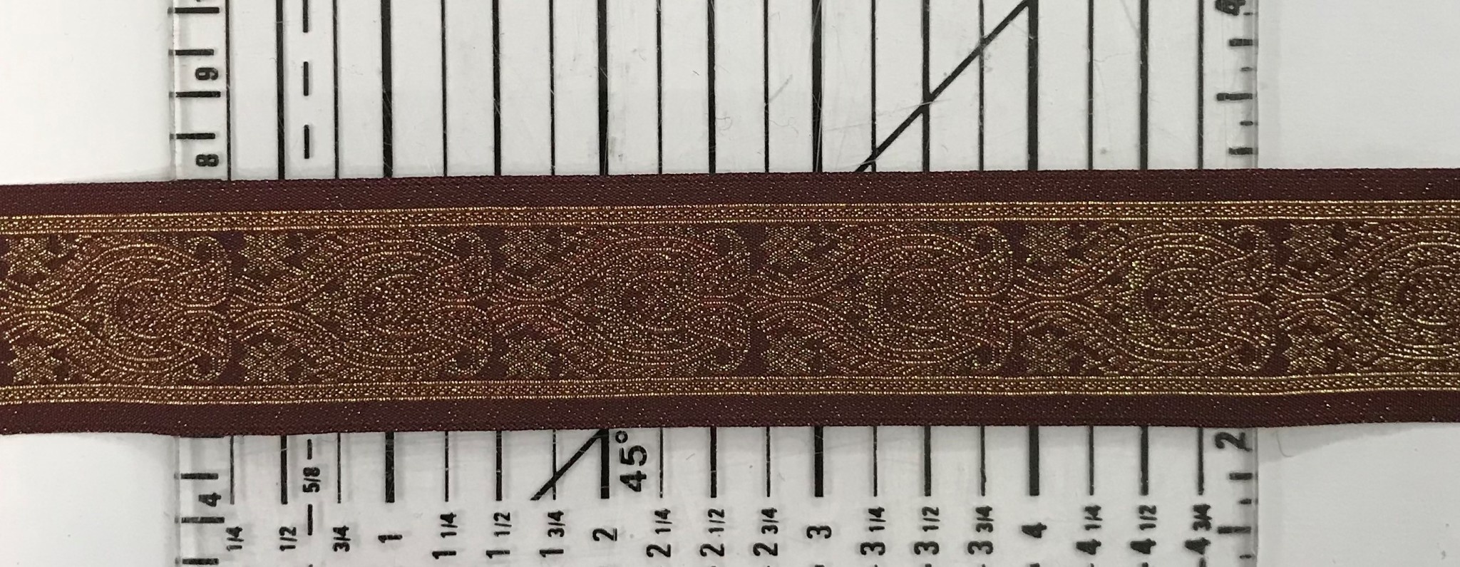 Indian Paisley Trim, Bordered, Gold on Burgundy - Cloak & Dagger Creations