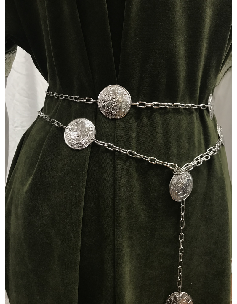 Chain Belt, Dragon Medallions, Silvertone - Cloak & Dagger Creations