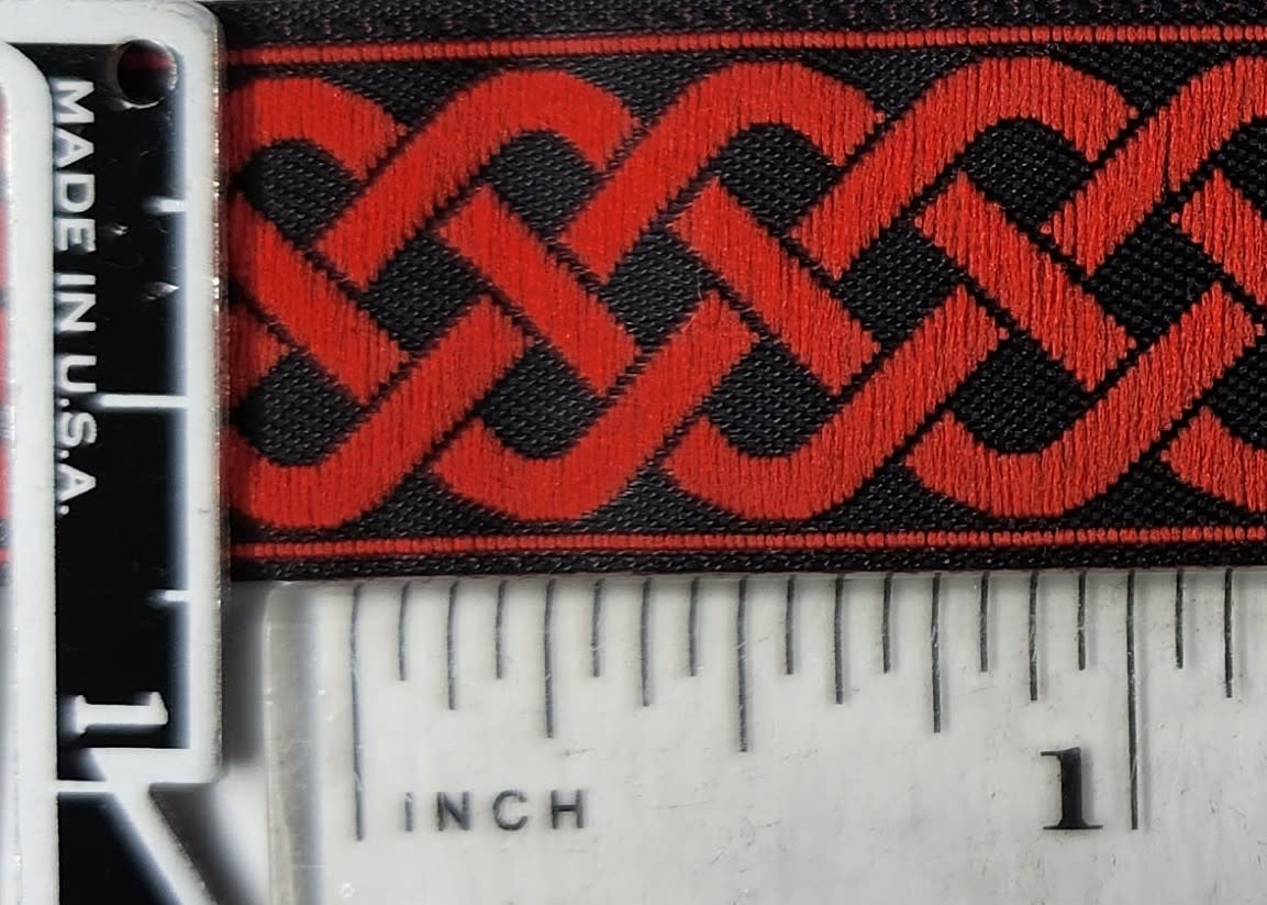 3 Strand Celtic Braid Trim, Red on Black - Medium - Cloak & Dagger ...