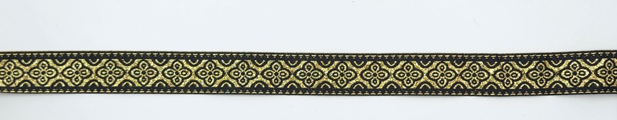 Clover Trim, Antique Gold on Black - Cloak & Dagger Creations