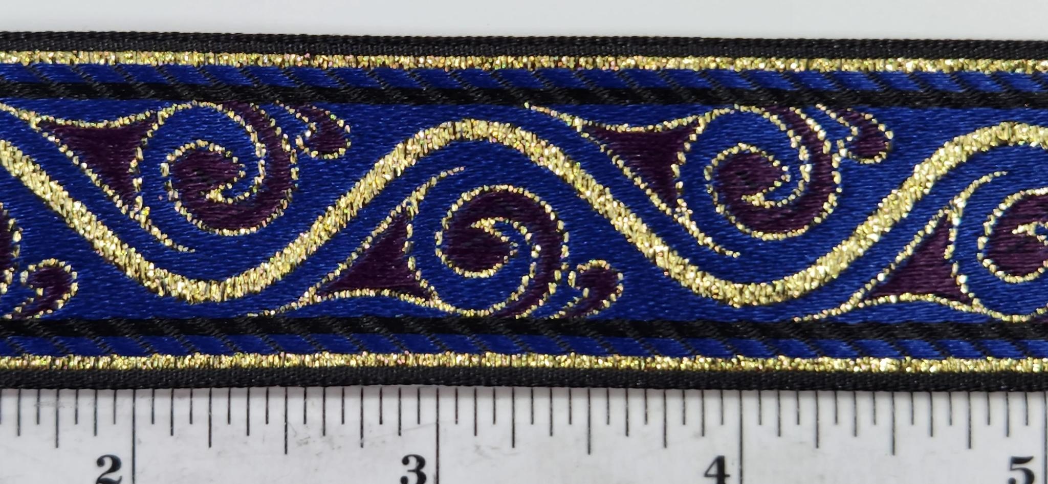 Stylized Swirl Trim, Gold/Blue - Cloak & Dagger Creations