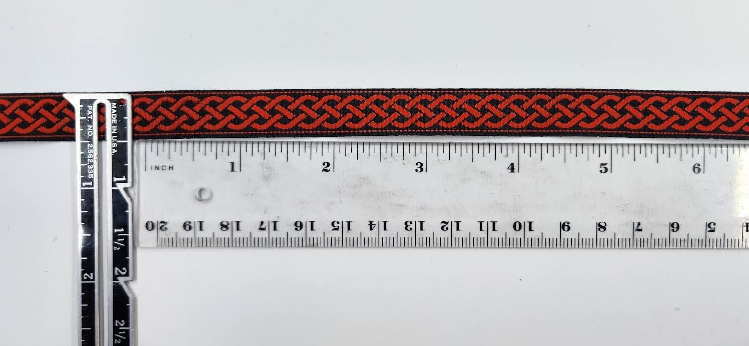 3 Strand Celtic Braid Trim, Red on Black - Narrow - Cloak & Dagger ...