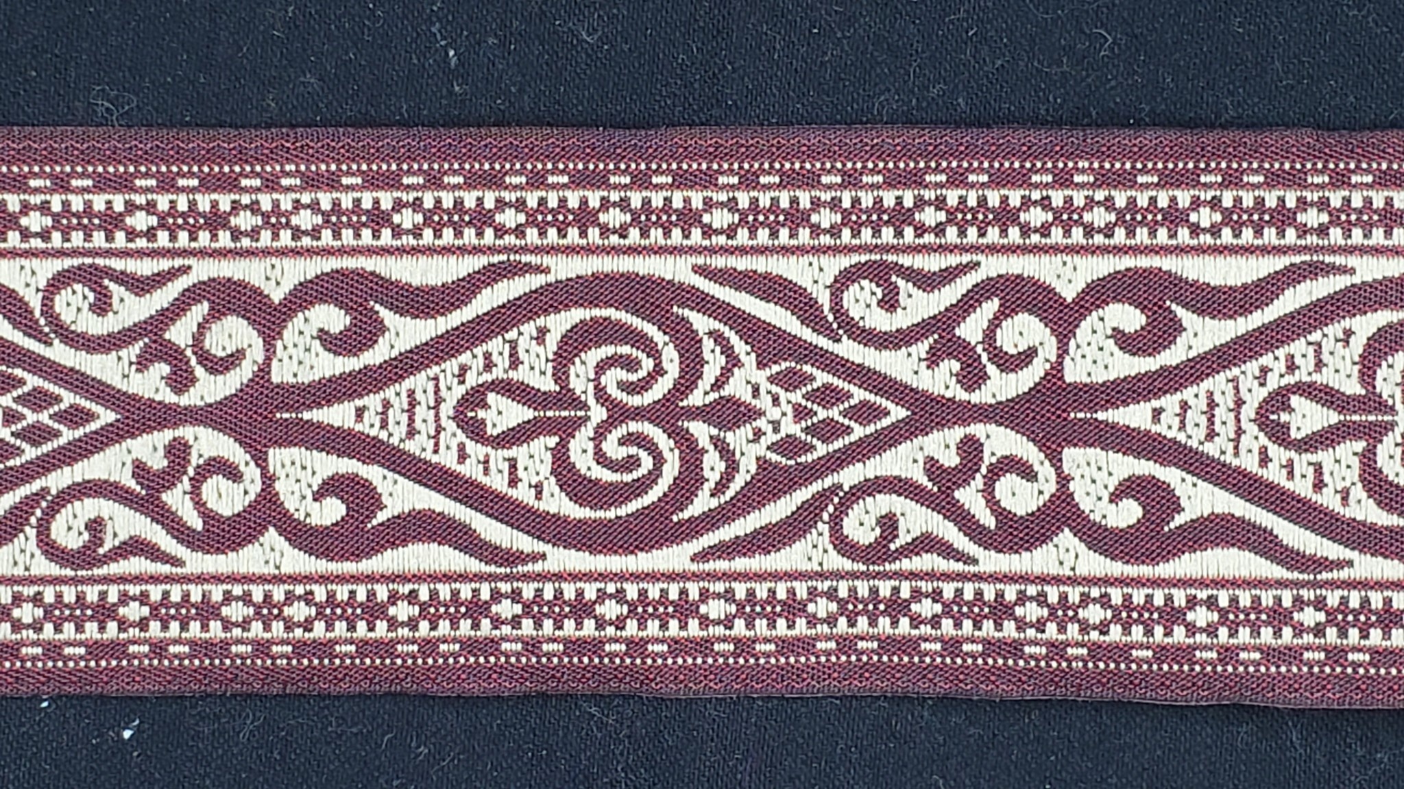 Spiral Snakes Trim, Tan/Burgundy - Cloak & Dagger Creations