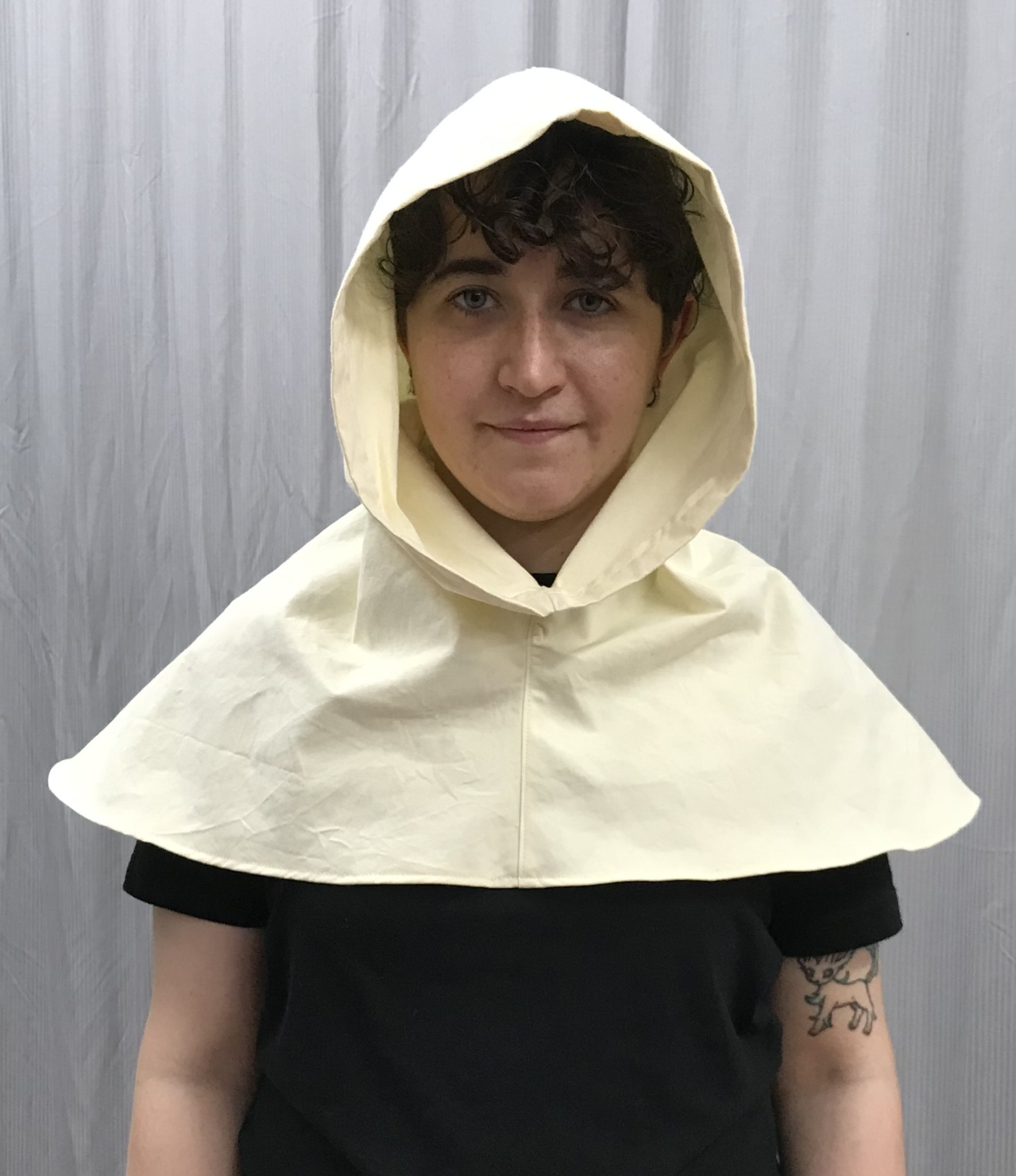 H396 - Waterproof Creamy White Hooded Cowl - Cloak & Dagger Creations
