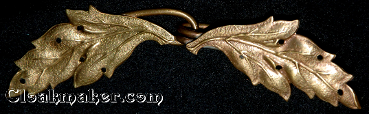 Leaf Double Curved Cloak Clasp - Jewelers Brass - Cloak & Dagger Creations