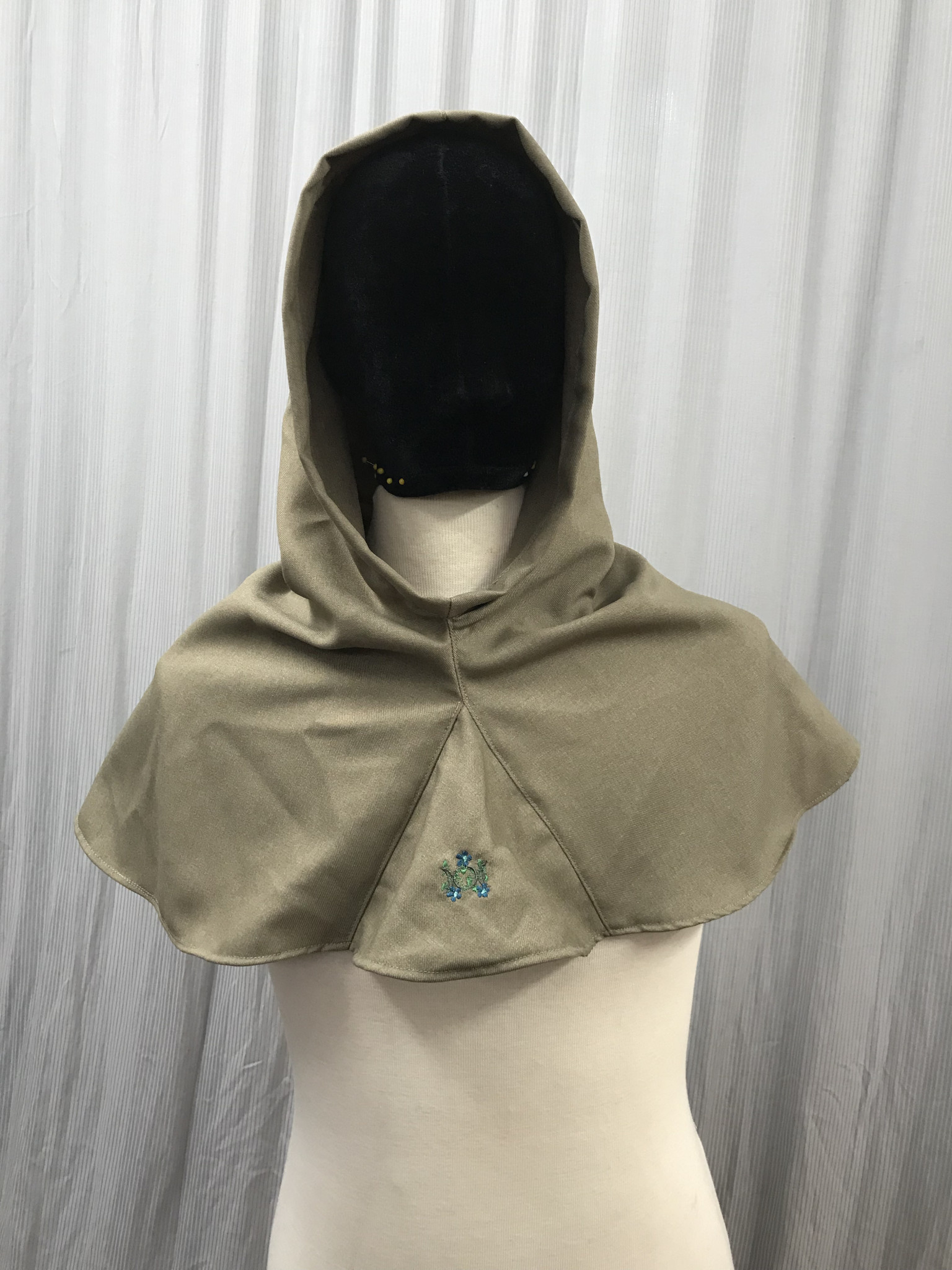 H476 - Light Brown Hooded Cowl w/ Tiny Moon Embroidery - Cloak & Dagger ...