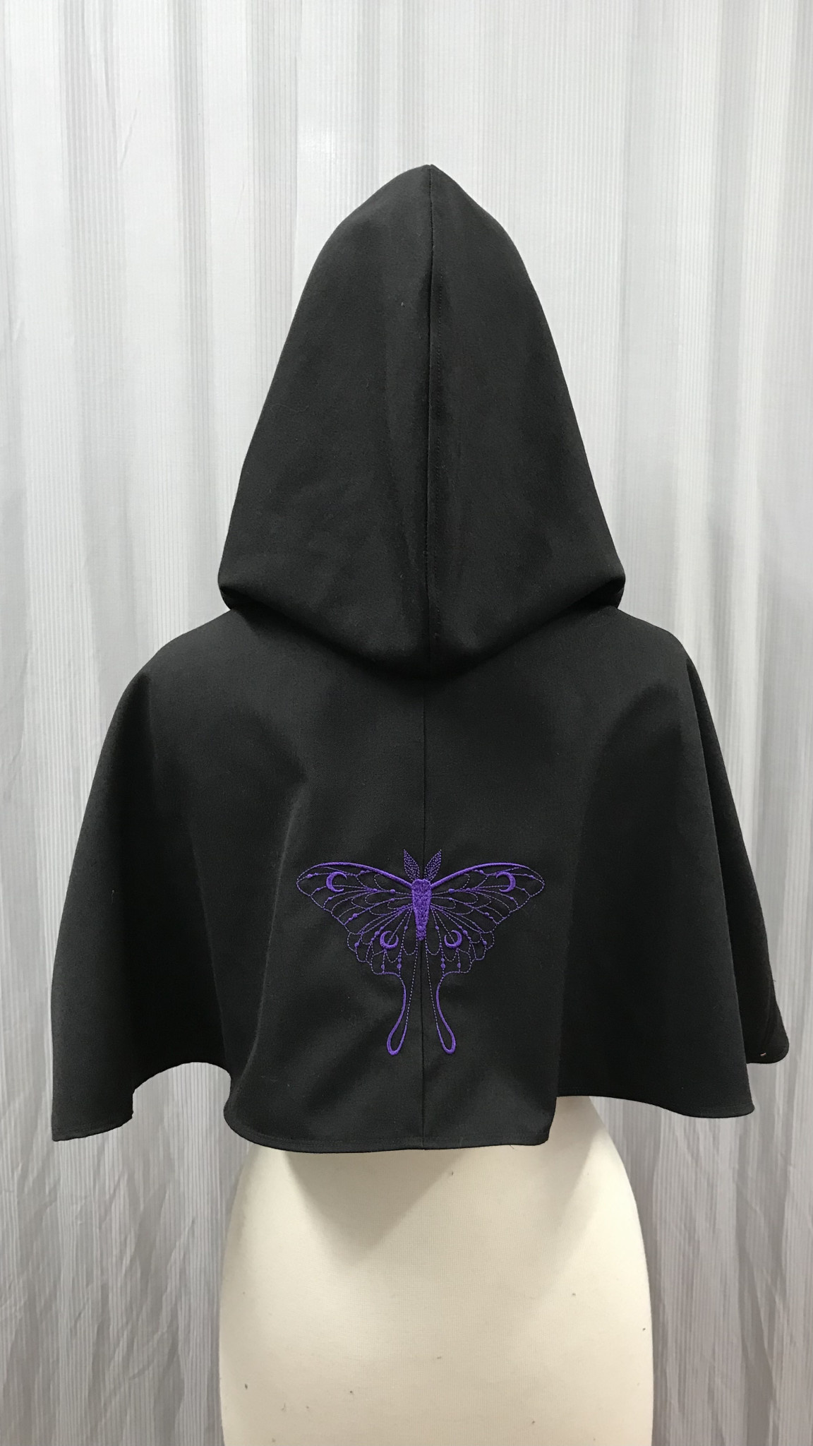 5306 - Washable Short Cloak w/ Lunar Moth Embroidery, Button Closure ...