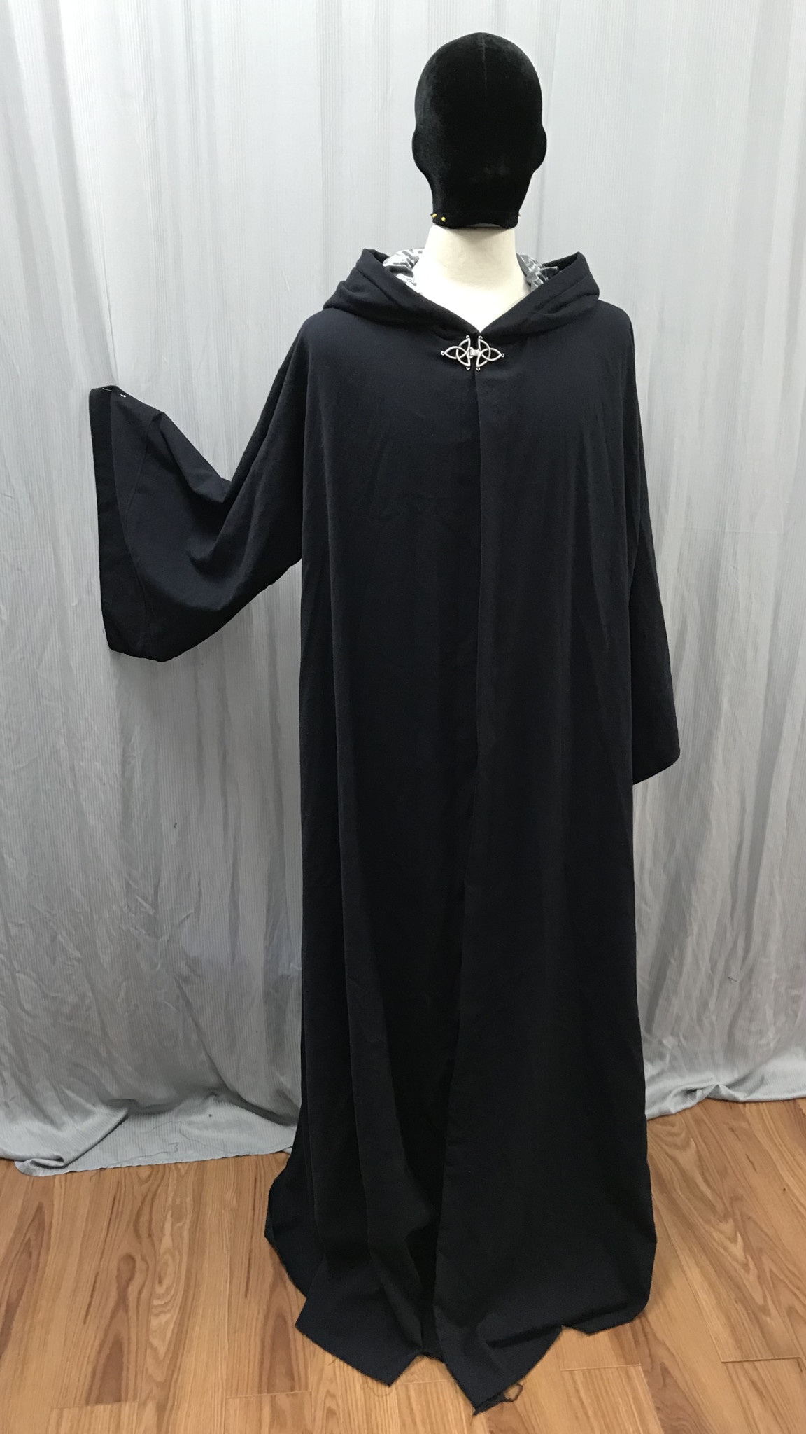 R549 - Washable Navy Blue Robe w/ Light Blue Velvet Hood Lining - Cloak ...