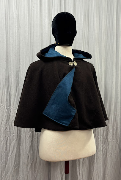 Brown Wool Cloak with Teal Hood Lining - Cloak & Dagger Creations