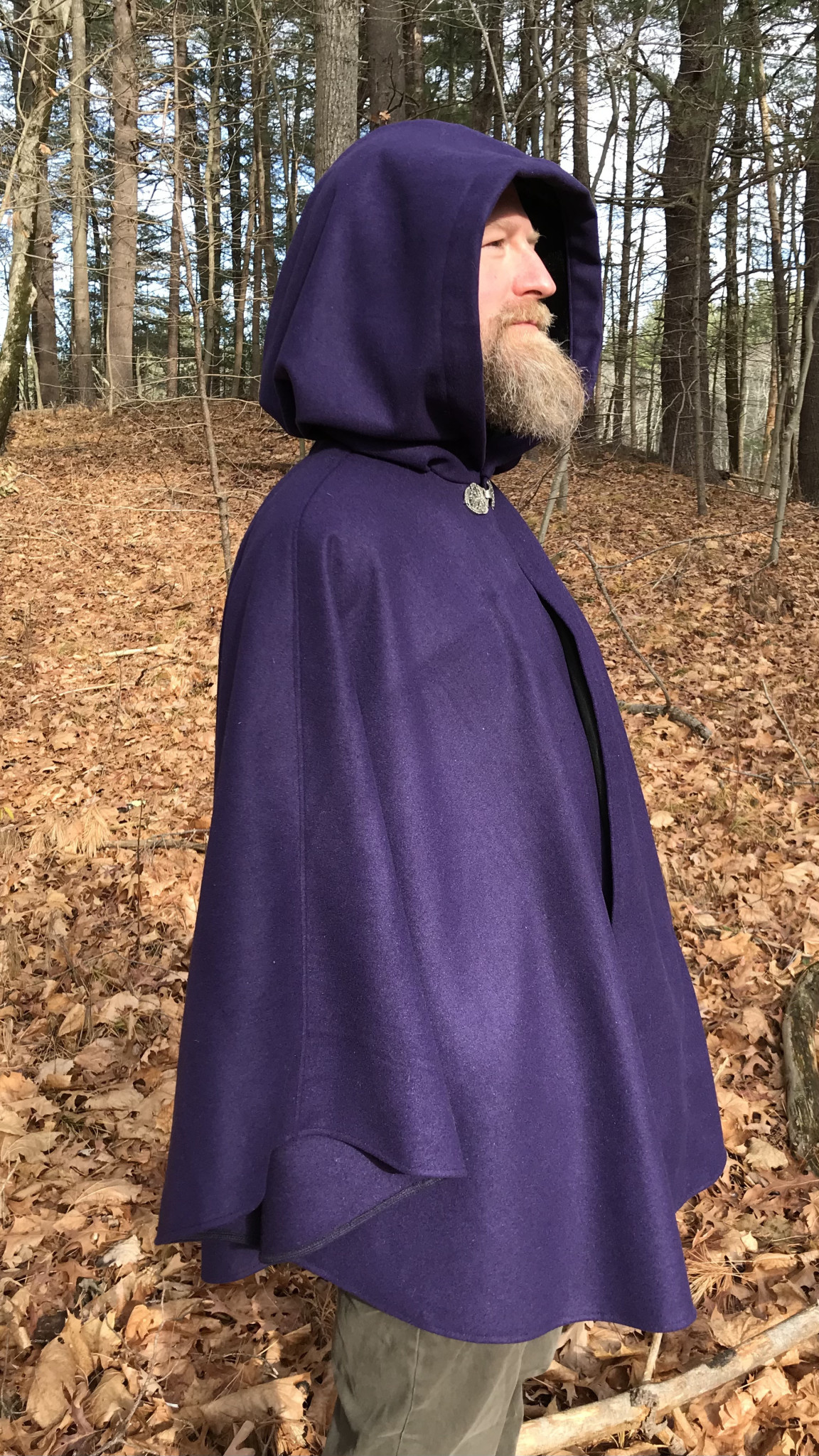 5478 - Purple Ruana Cloak w/ Black Velvet Hood Lining, Pockets - Cloak ...