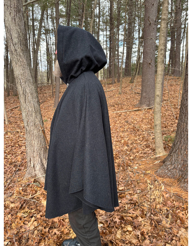 5525-Black Wool Cloak w/ Burgundy Hood Lining and Pockets - Cloak ...