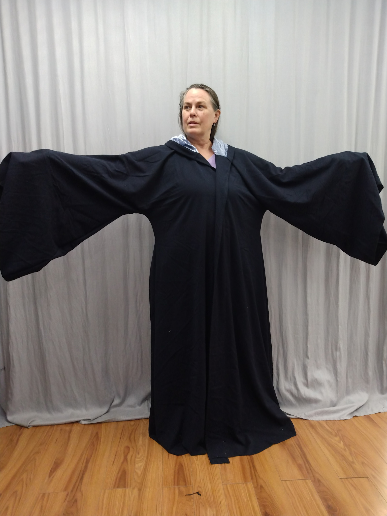 R555-Dark Blue Robe w/ Icy Blue Velvet Hood Lining - Cloak & Dagger ...