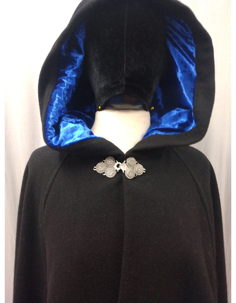 5576-Washable All Wool Black Cloak w/ Blue Hood Lining & 8 Dragon ...