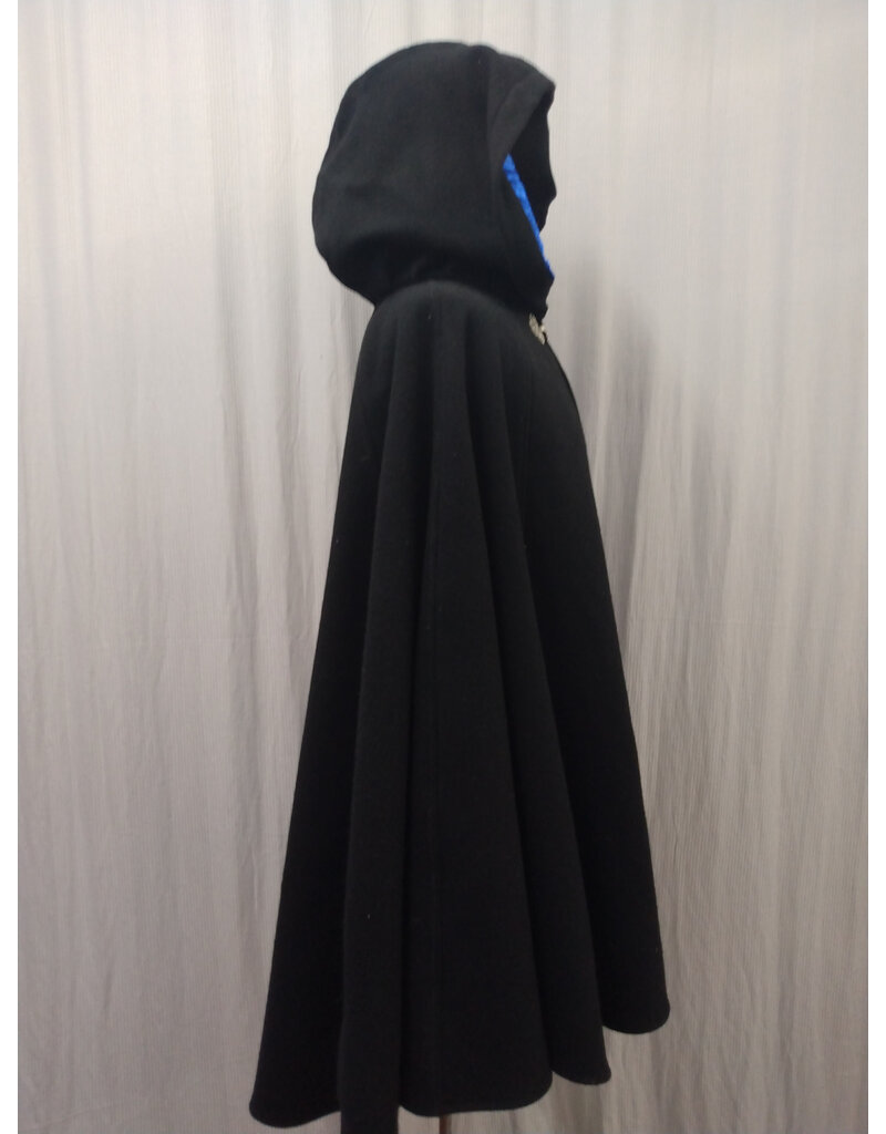 5576-Washable All Wool Black Cloak w/ Blue Hood Lining & 8 Dragon ...