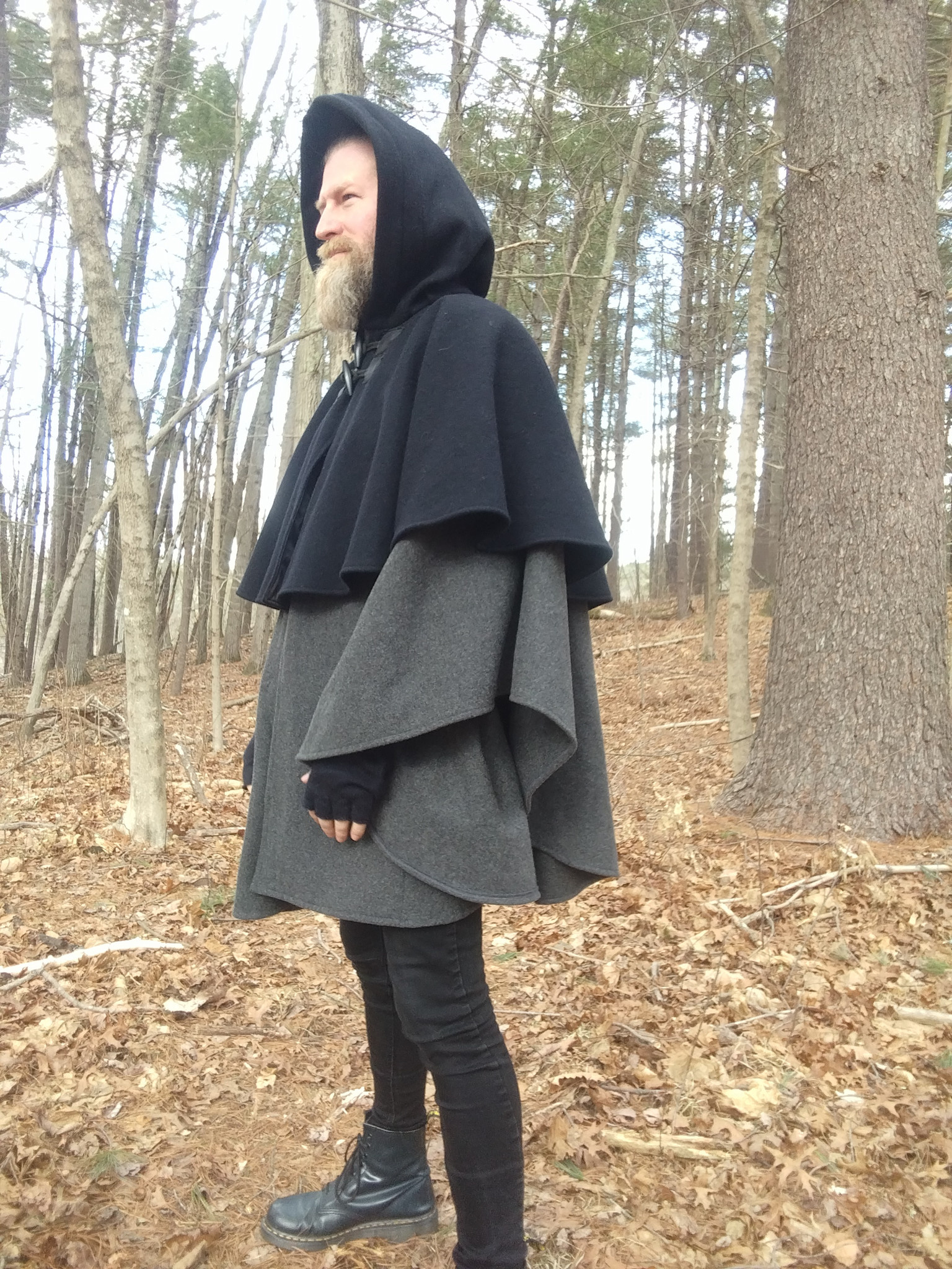 5481 - Washable Mantle Ruana Cloak w/ Grey Velvet Hood Lining - Cloak ...