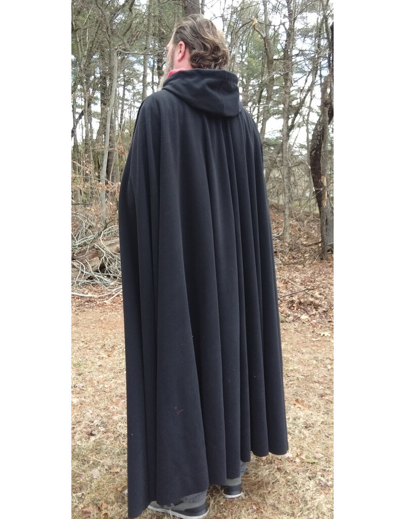 5630-Washable Double-Faced Black & Red Windpro Fleece Cloak w/ Triple ...