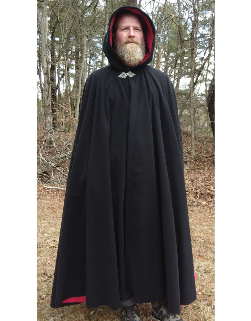 5630-Washable Double-Faced Black & Red Windpro Fleece Cloak w/ Triple ...