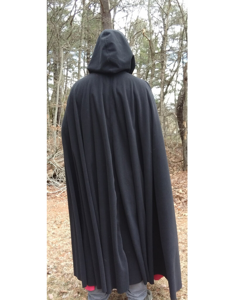 5630-Washable Double-Faced Black & Red Windpro Fleece Cloak w/ Triple ...